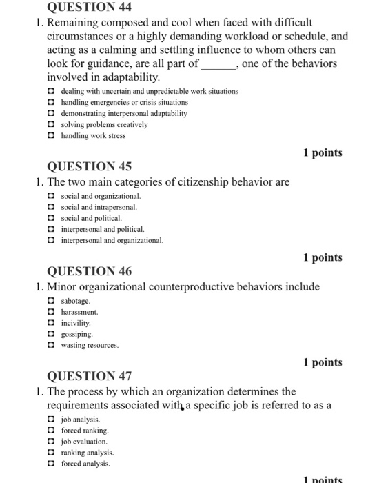 Solved QUESTION 44 1. Remaining composed and cool when faced | Chegg.com
