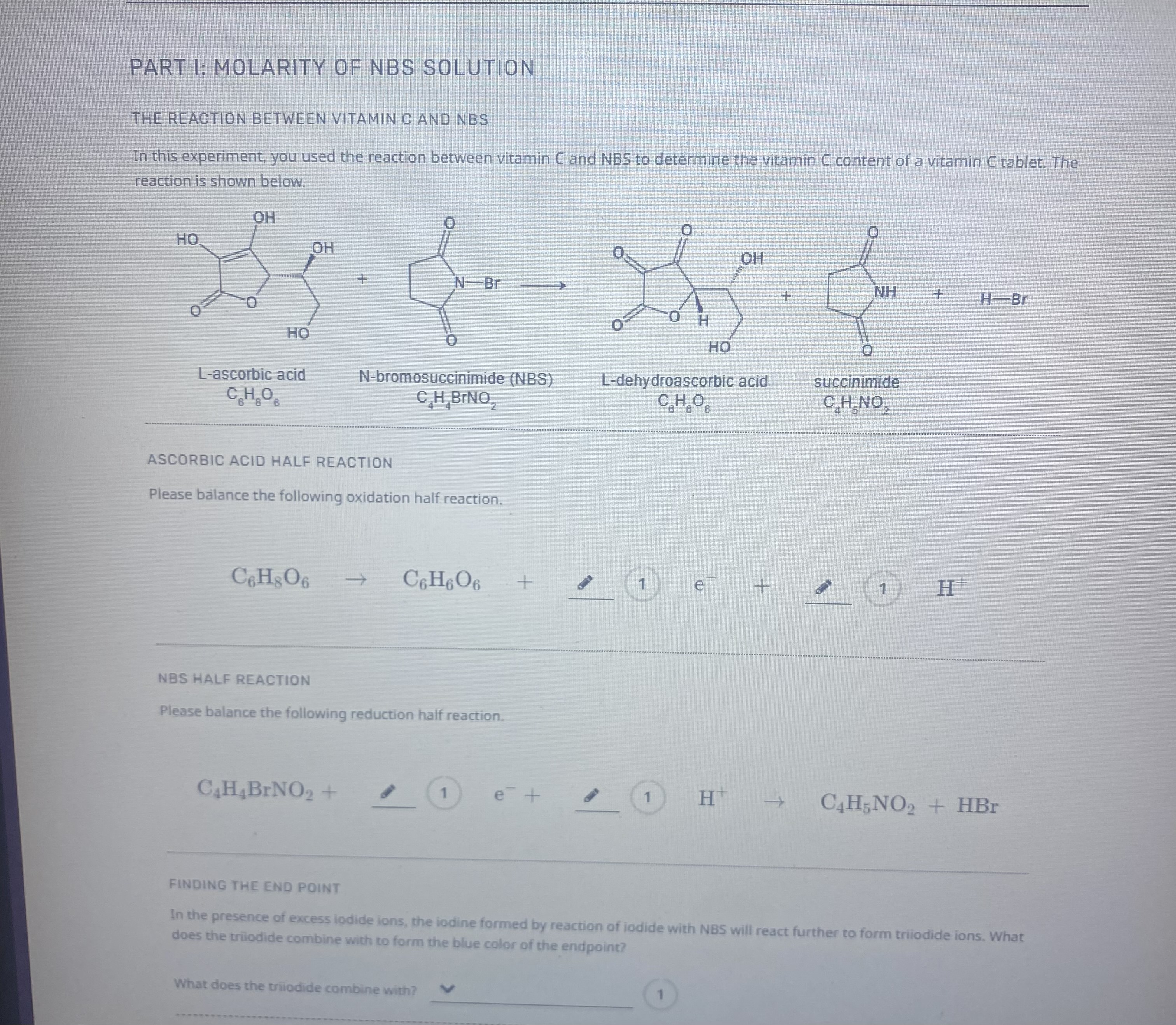Solved PART I: MOLARITY OF NBS SOLUTION THE REACTION BETWEEN | Chegg.com