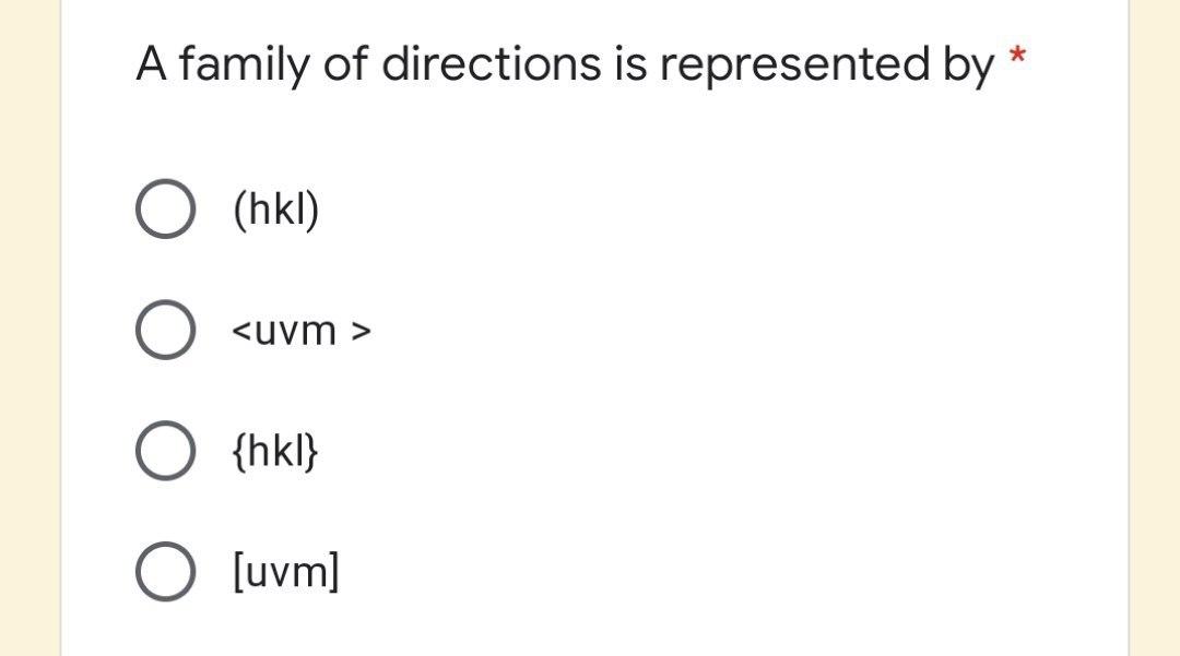 Solved * A family of directions is represented by O (hkl) O | Chegg.com