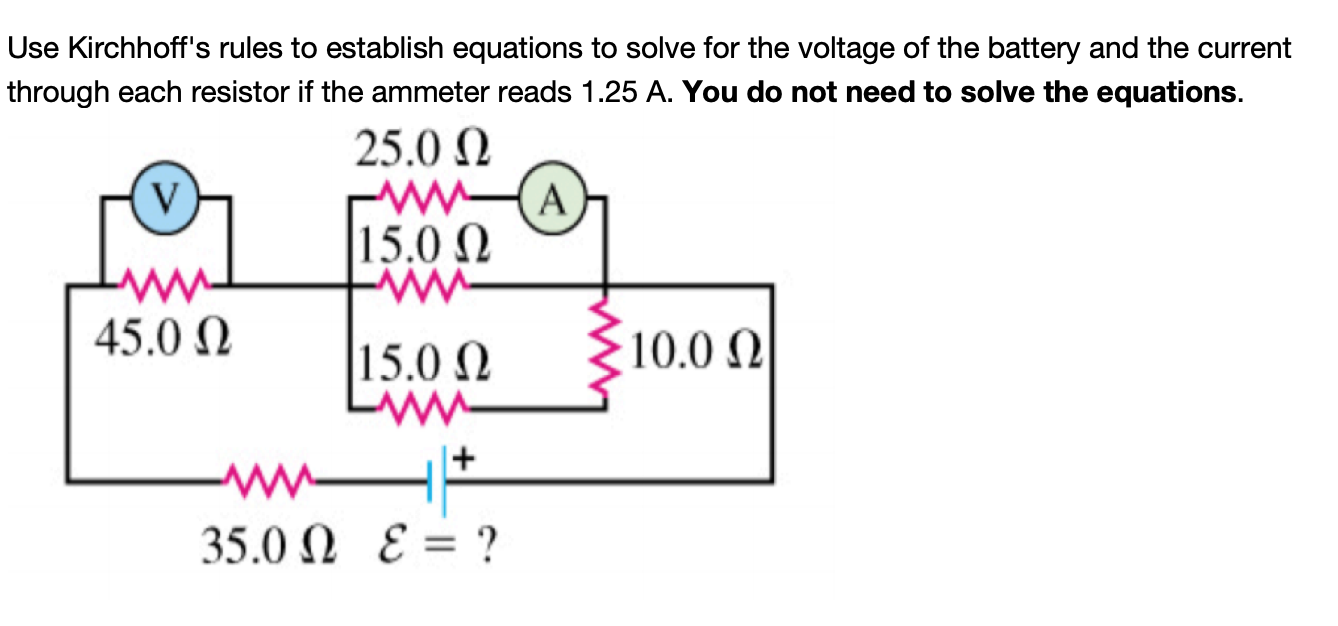Solved Use Kirchhoff's rules to establish equations to solve | Chegg.com