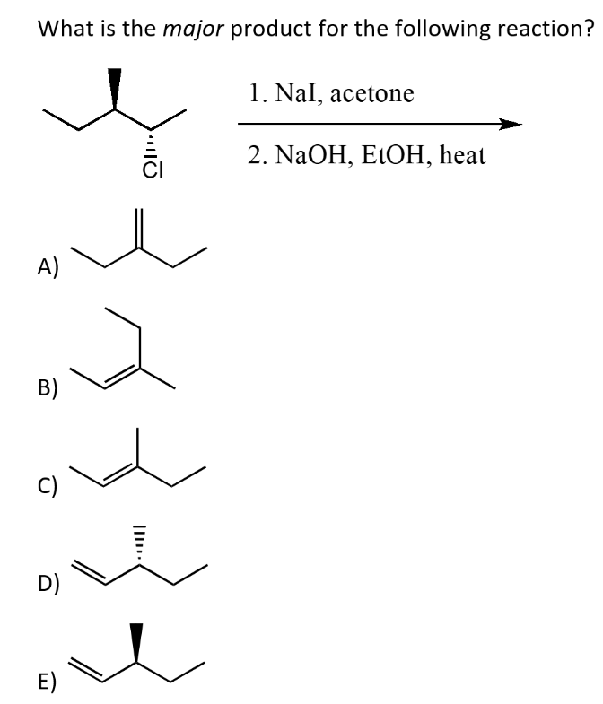 Solved What is the major product for the following reaction? | Chegg.com
