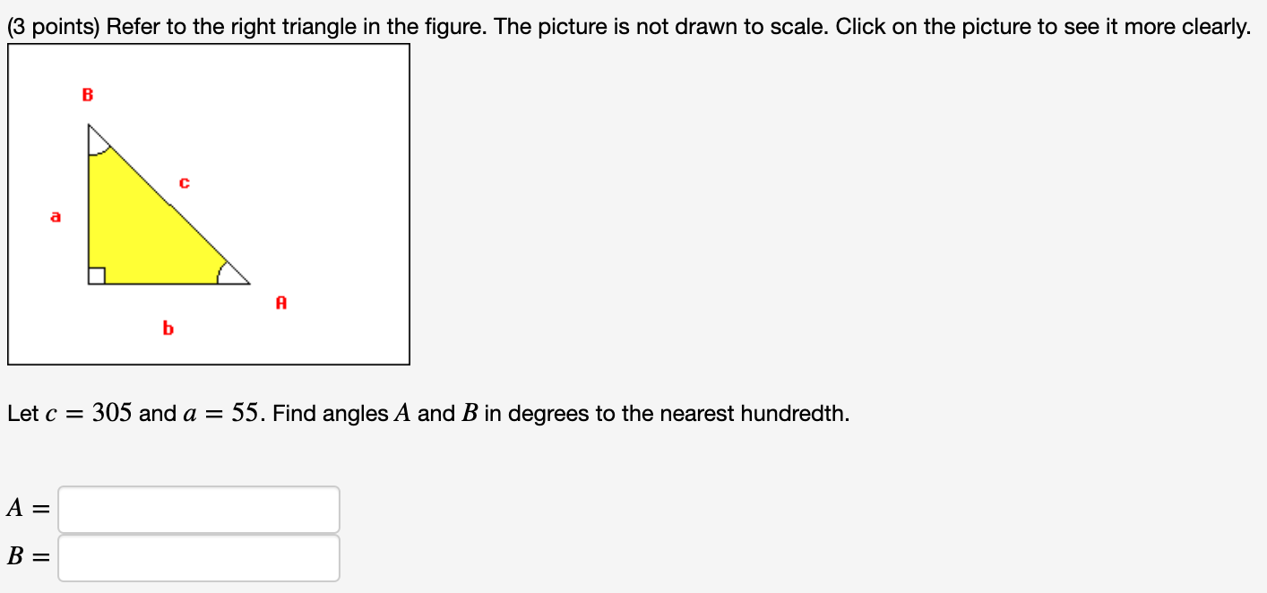 Solved (3 points) Refer to the right triangle in the figure. | Chegg.com