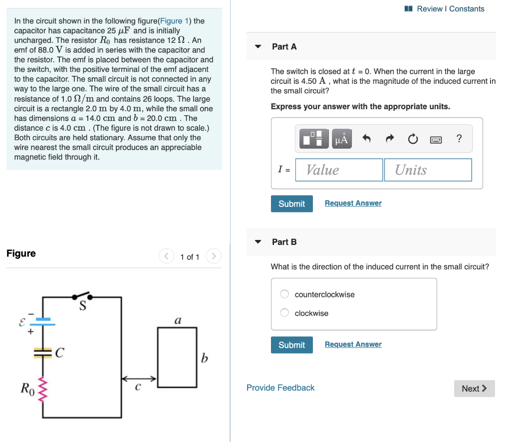 Solved Review | Constants Part A In the circuit shown in the | Chegg.com