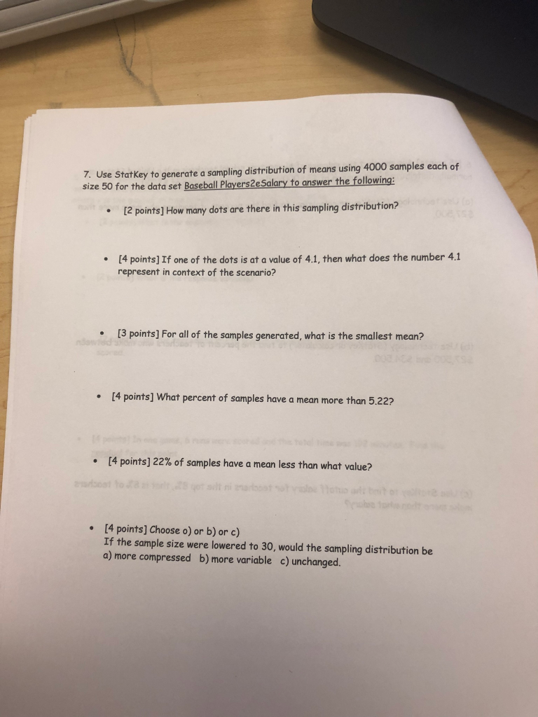 7. Use Statkey to generate a sampling distribution of | Chegg.com