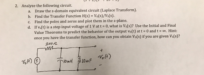 Solved Analyze the following circuit. a. Draw the s-domain | Chegg.com