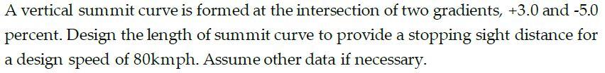 Solved A vertical summit curve is formed at the intersection | Chegg.com