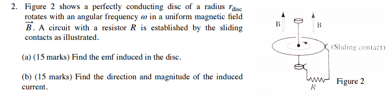 Solved 2. Figure 2 shows a perfectly conducting disc of a | Chegg.com