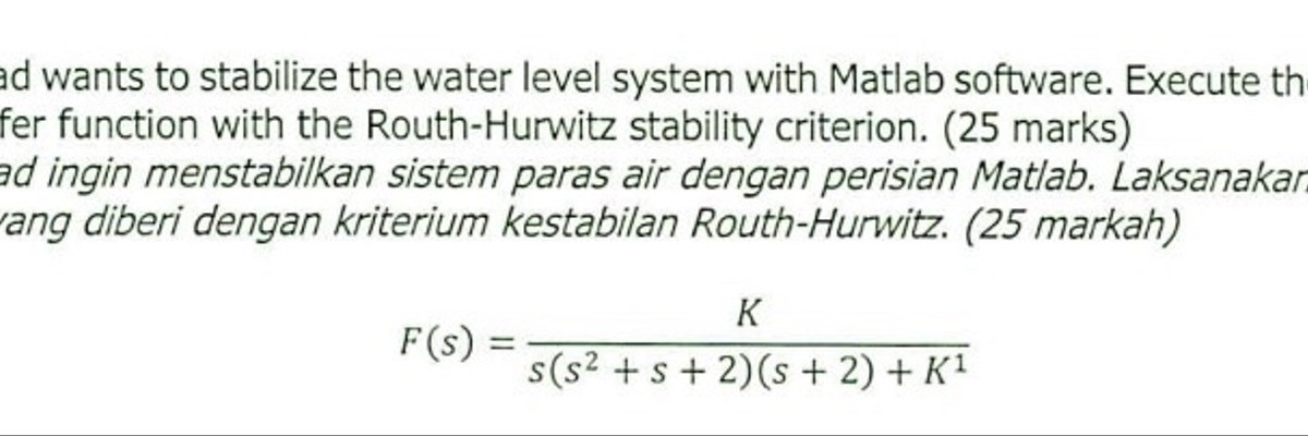 Solved helpad wants to stabilize the water level system with | Chegg.com