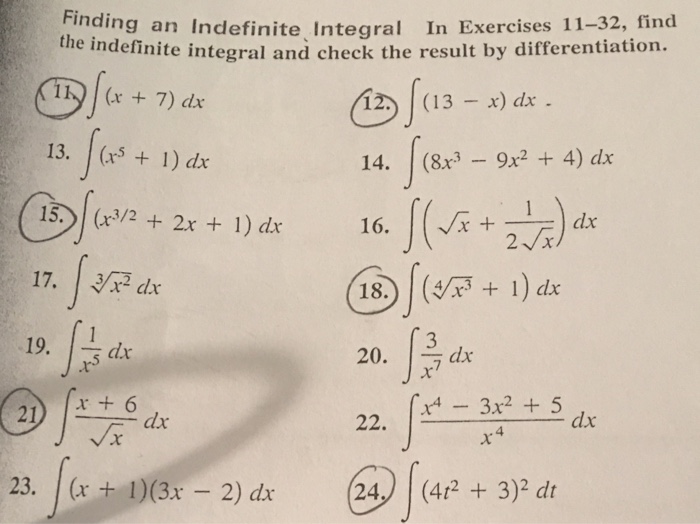 Solved Finding An Indefinite Integral In Exercises 11 32