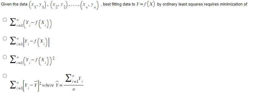 Solved Given the data (x1,y1),(x2,y2),…,(xn,yn), best | Chegg.com