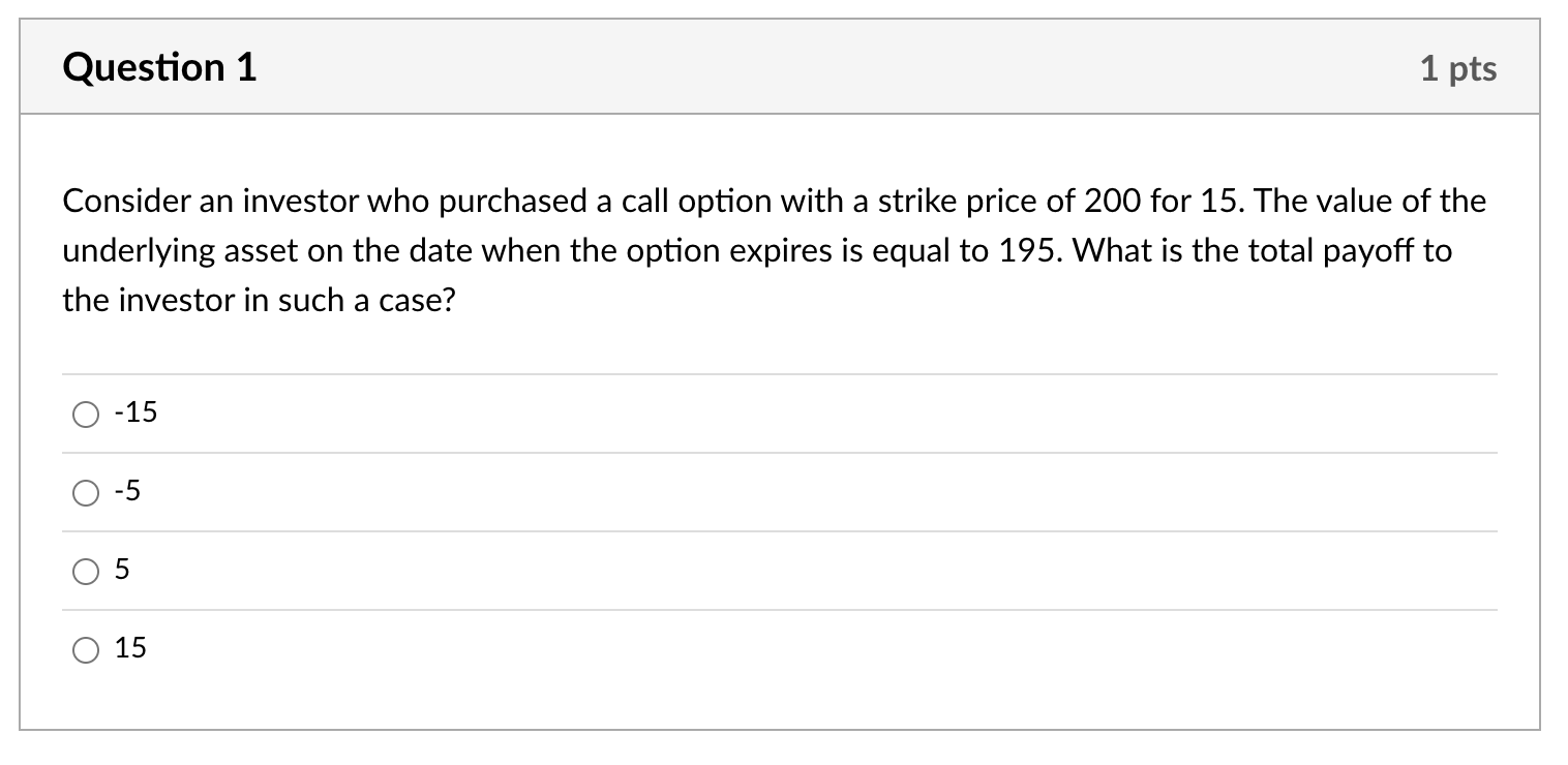 Solved Consider an investor who purchased a call option with | Chegg.com