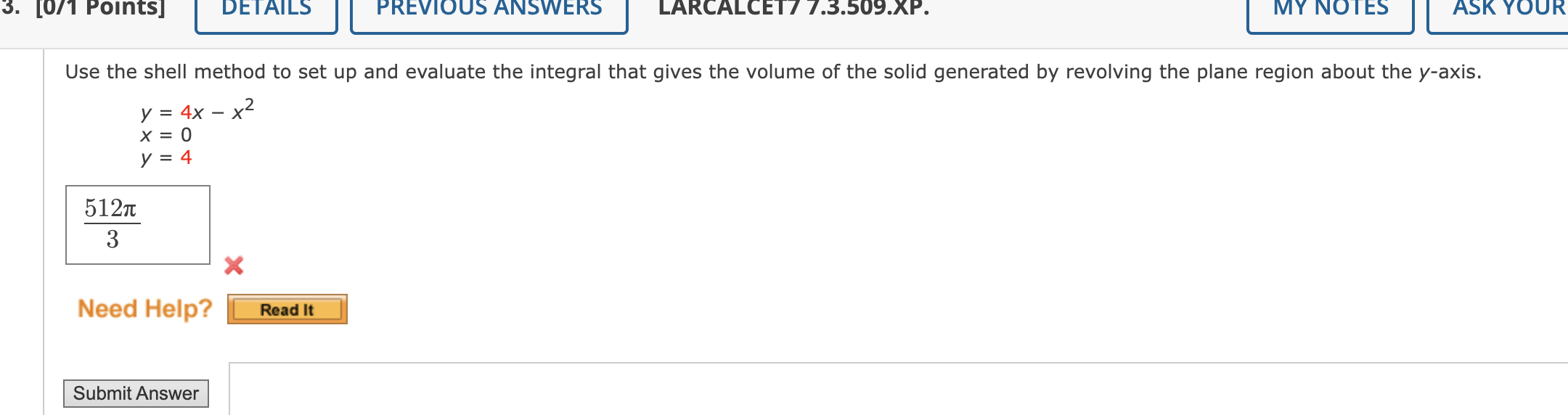 Solved Use the shell method to set up and evaluate the | Chegg.com