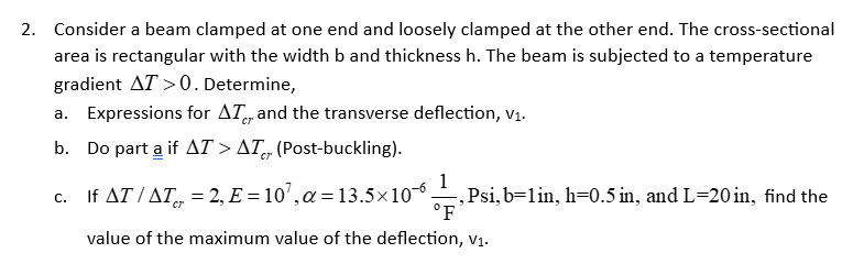 Consider a beam clamped at one end and loosely | Chegg.com Consider a beam clamped at one end and loosely | Chegg.com