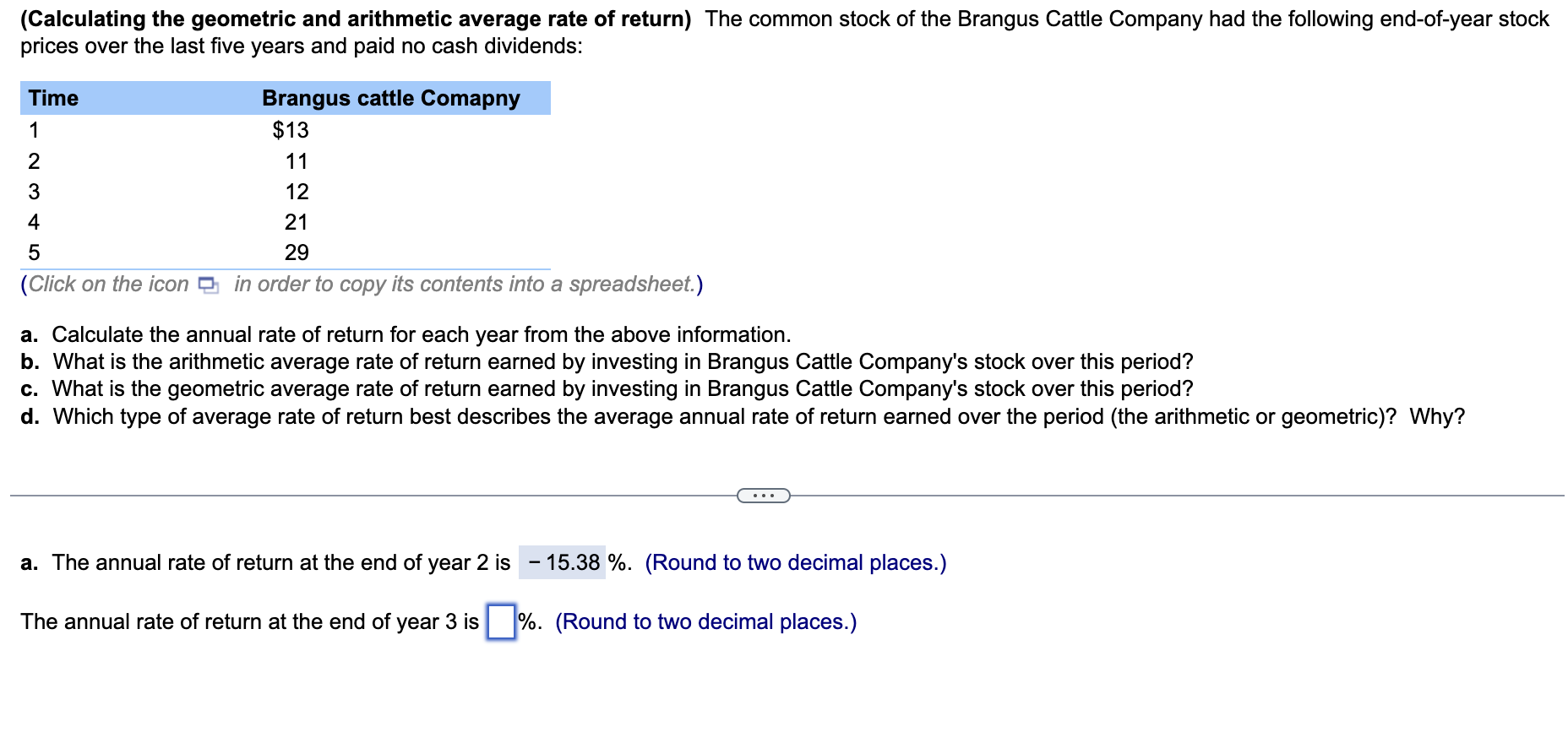 Solved (Calculating the geometric and arithmetic average | Chegg.com