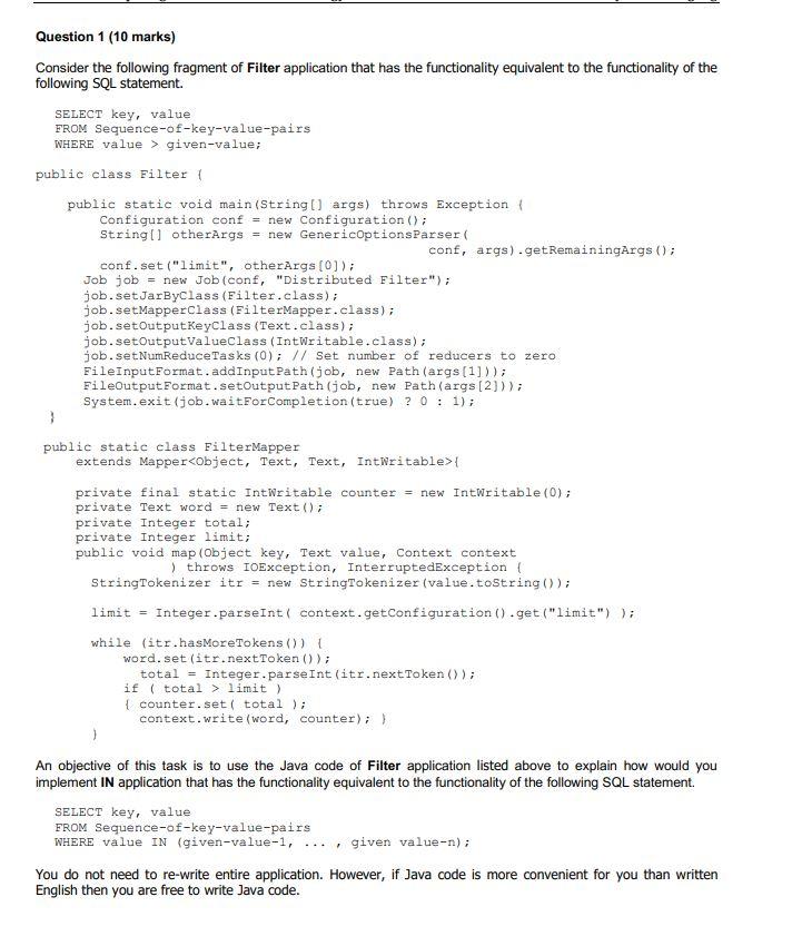 Question 1 (10 marks) Consider the following fragment | Chegg.com