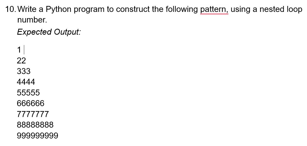 Solved Write A Python Program To Construct The Following