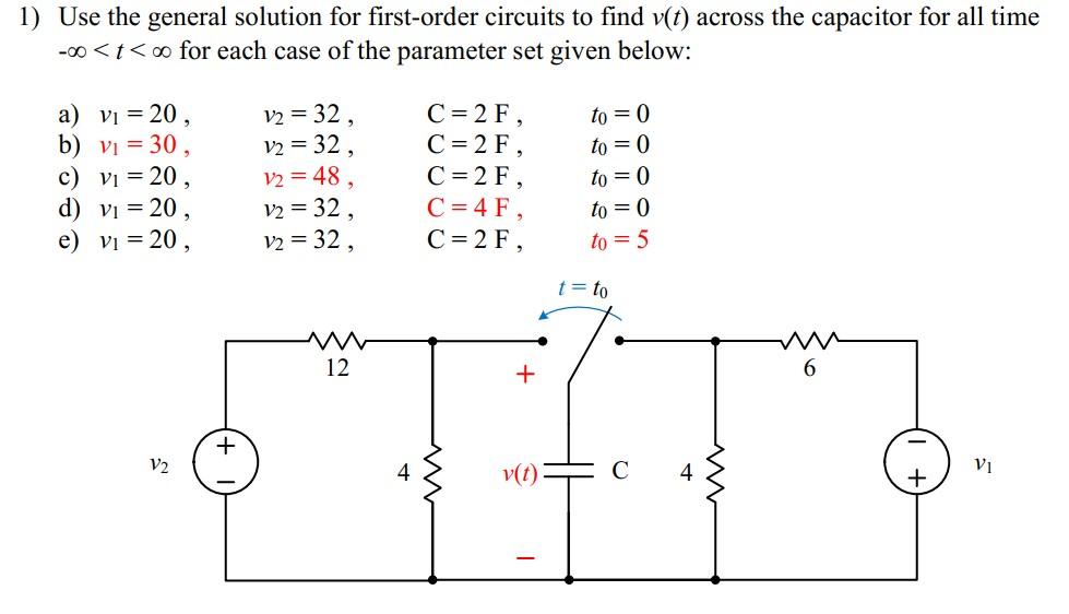 Solved 1) Use the general solution for first-order circuits | Chegg.com