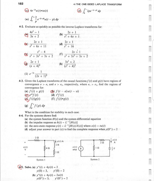 Solved 182 The One Sided Laplace Transform 4 2 Evaluate As