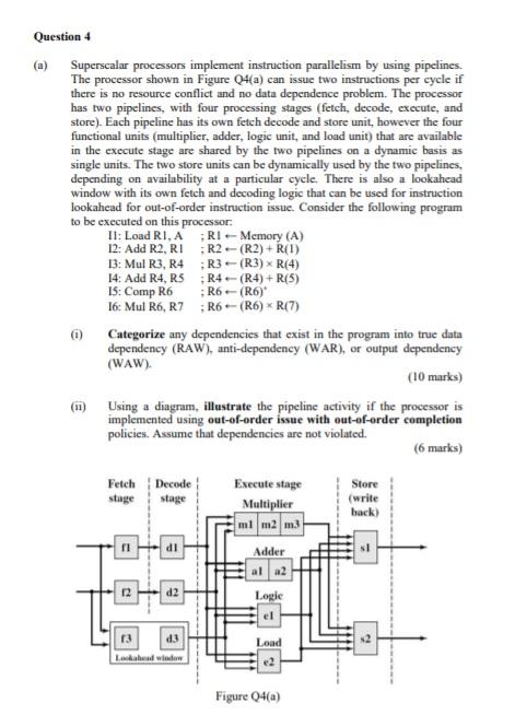 Solved Question 4 (a) Superscalar processors implement | Chegg.com