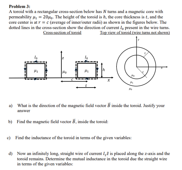 Solved Problem 3: A toroid with a rectangular cross-section | Chegg.com