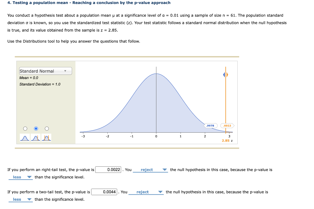 Solved 4. Testing a population mean - Reaching a conclusion | Chegg.com