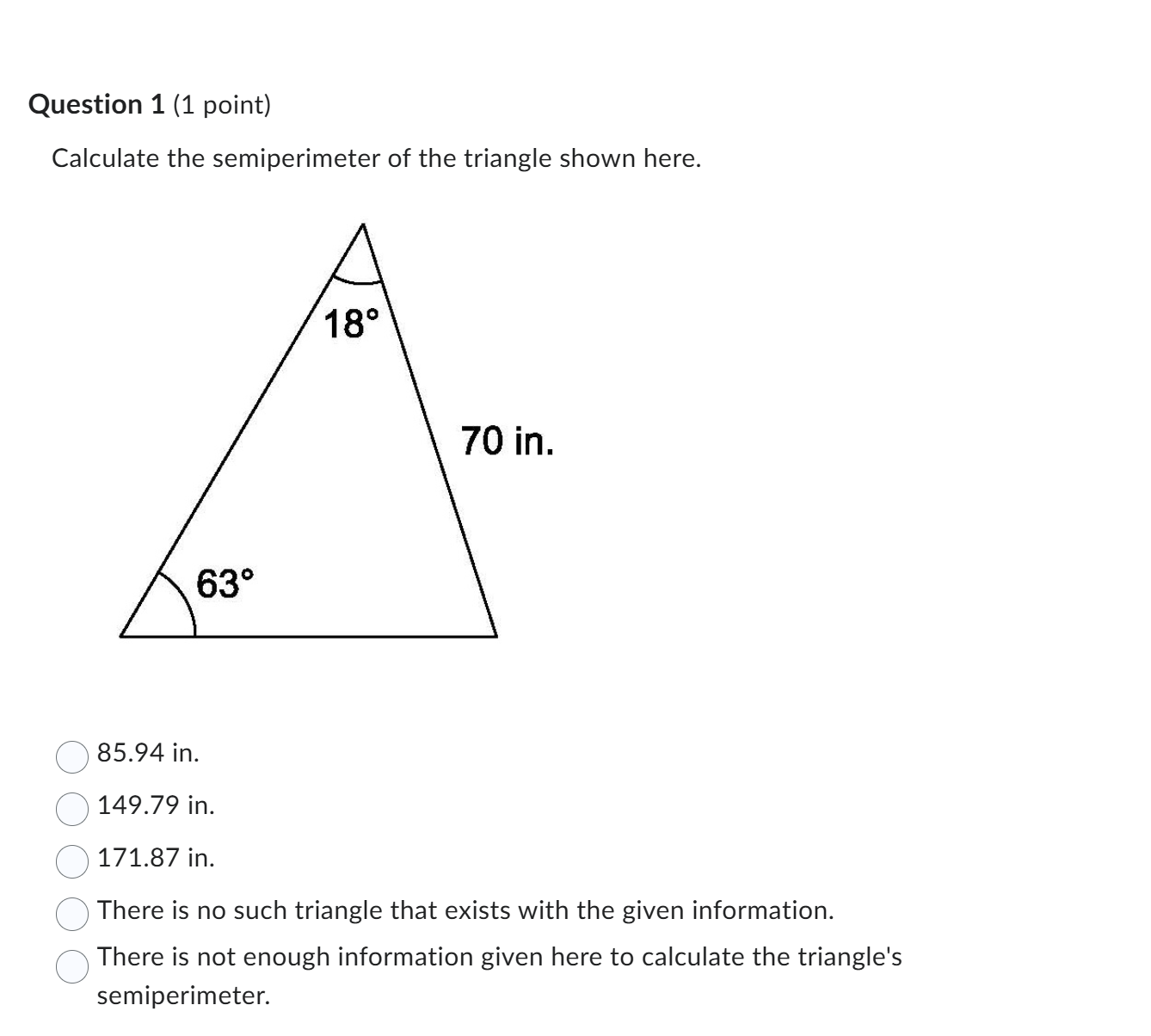 Solved Question 1 (1 point)Calculate the semiperimeter of | Chegg.com Solved Question 1 (1 point)Calculate the semiperimeter of | Chegg.com