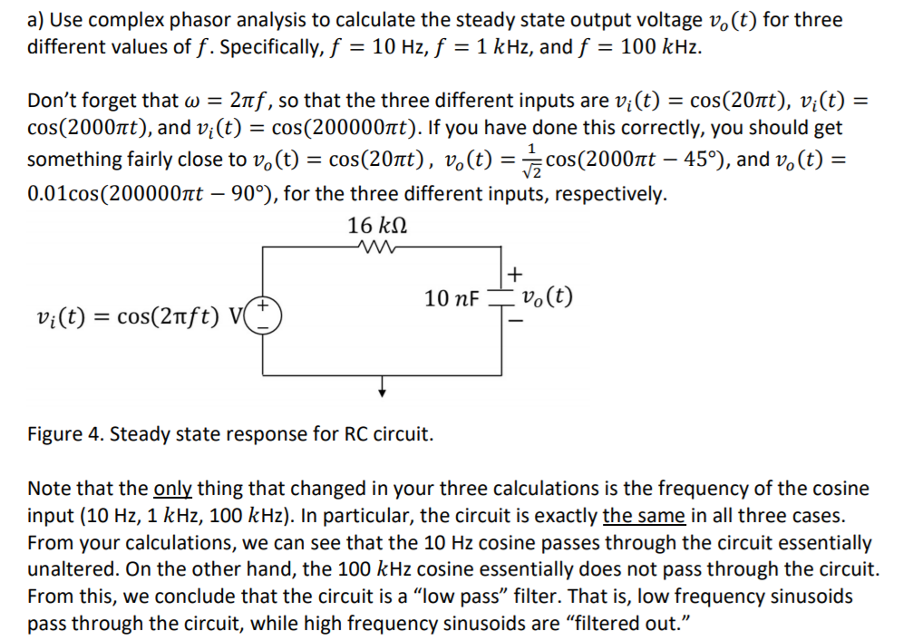 Solved a) Use complex phasor analysis to calculate the | Chegg.com