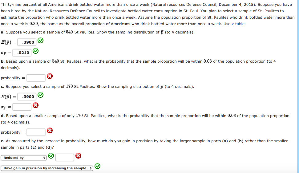 Solved Thirty-nine percent of all Americans drink bottled | Chegg.com