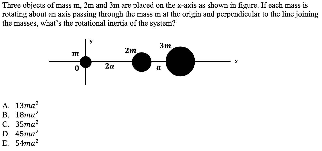 Solved Three objects of mass m,2 m and 3 m are placed on the | Chegg.com
