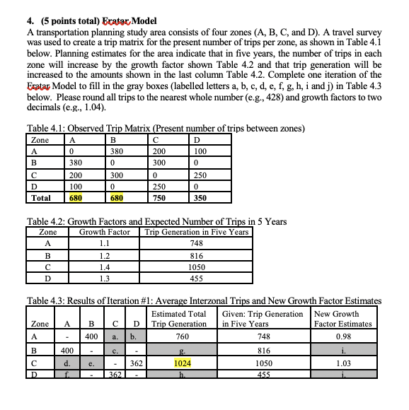 Solved 4. (5 points total) Eratar Model A transportation | Chegg.com