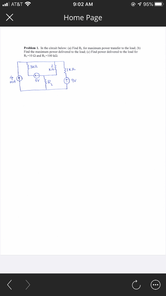 Solved In The circuit below, A) find RL for maximum power | Chegg.com