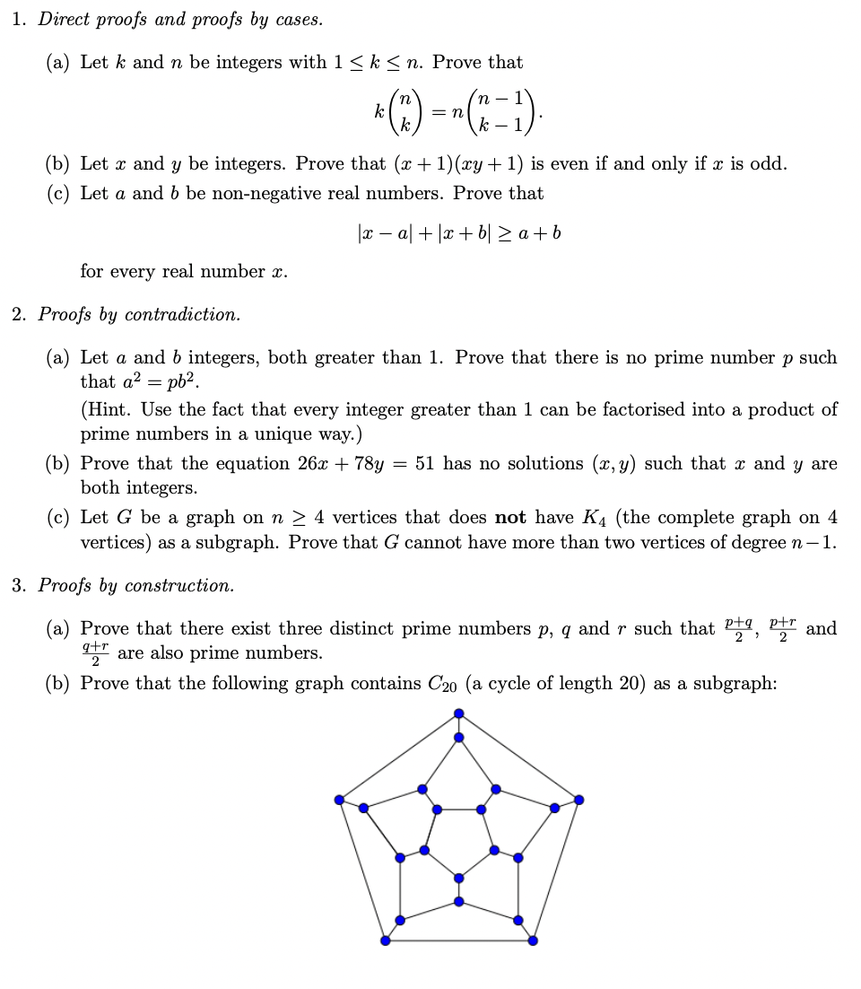 Solved (a) Let k and n be integers with 1≤k≤n. Prove that | Chegg.com