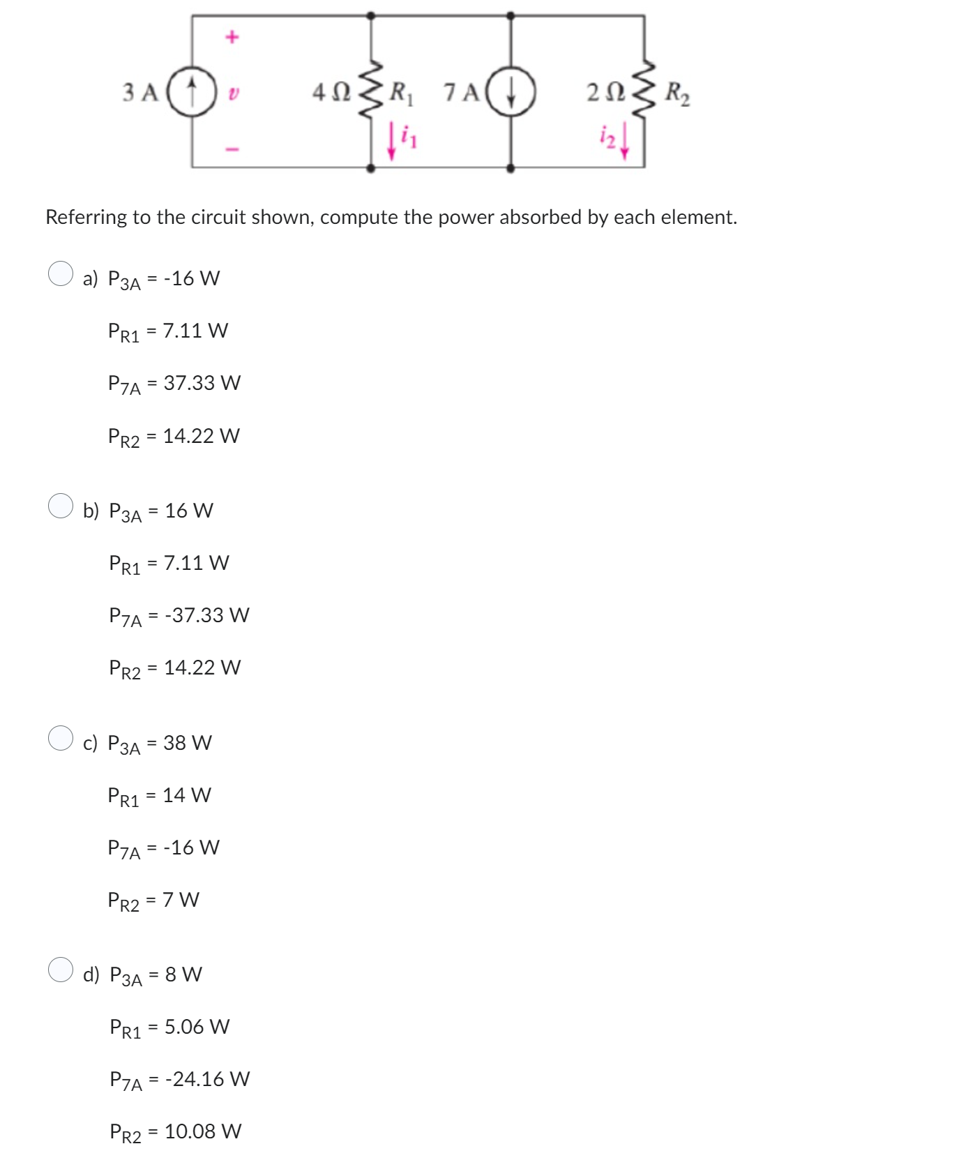 Referring to the circuit shown, compute the power | Chegg.com