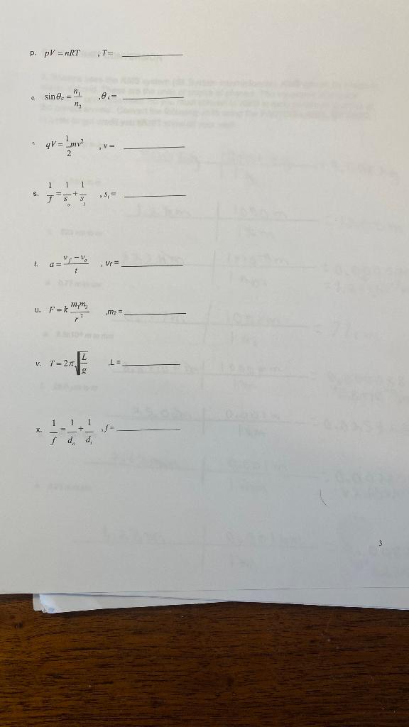Solved PART II. EQUATIONS 2. Often Physics problems are done | Chegg.com
