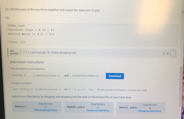 Solved 7.7 Lab Exercise 7b: Online shopping cart Write and | Chegg.com