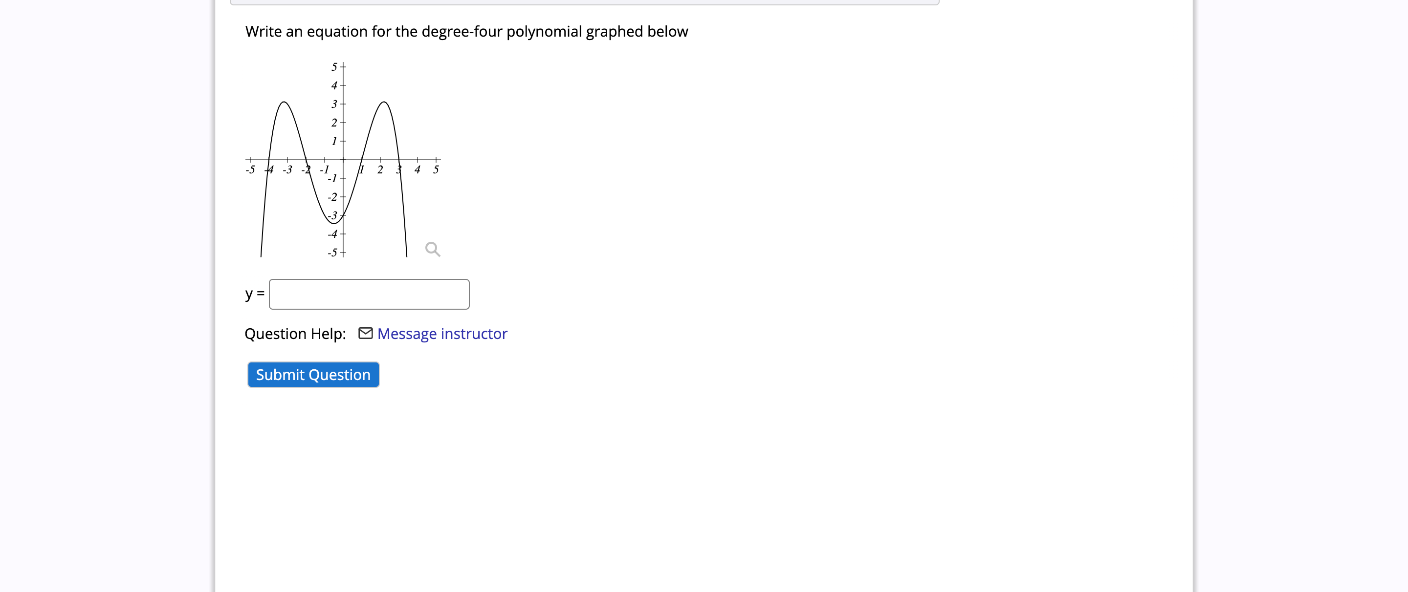 Solved Write an equation for the degree-four polynomial | Chegg.com