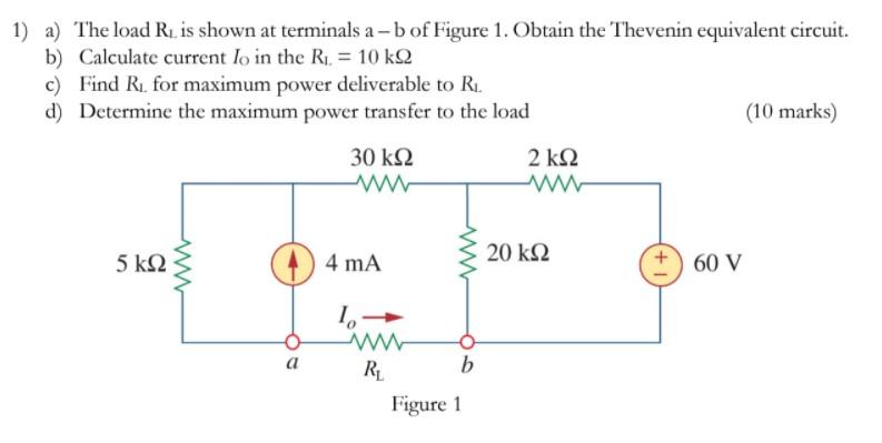 Solved 1) a) The load R, is shown at terminals a - b of | Chegg.com