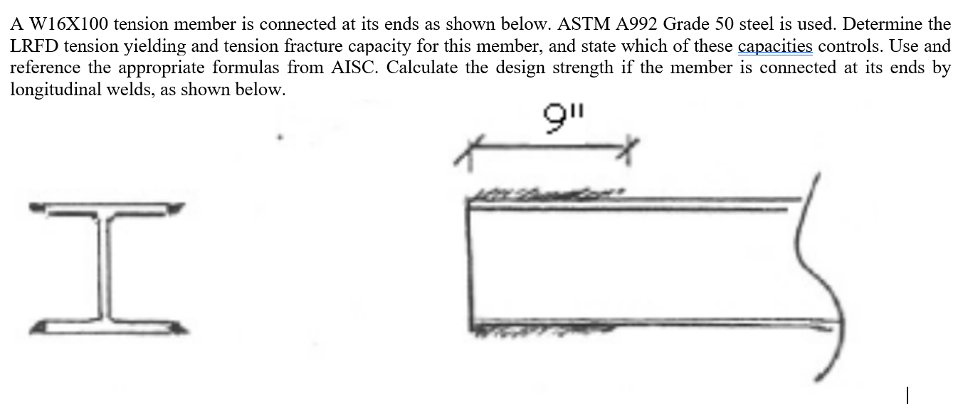 Solved A W16X100 tension member is connected at its ends as | Chegg.com