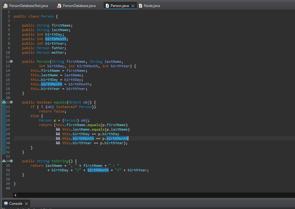 Ch 9 Webcat 2: PersonDatabase Implement the missing | Chegg.com