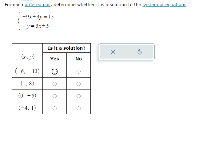 Solved For each ordered pair, determine whether it is a | Chegg.com