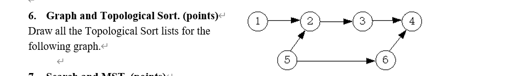 Solved 6. Graph and Topological Sort. (points)