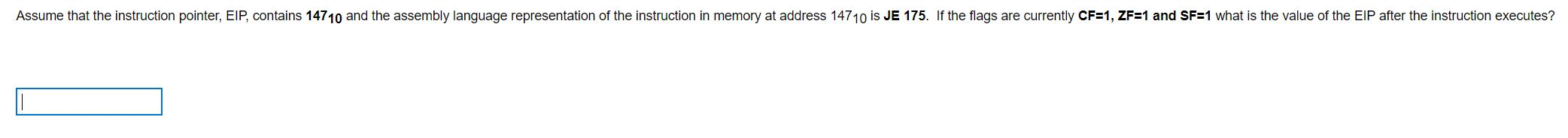 Solved Assume that the instruction pointer, EIP, initially | Chegg.com