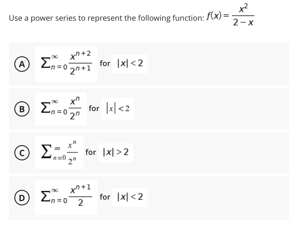 Solved x2 Use a power series to represent the following | Chegg.com