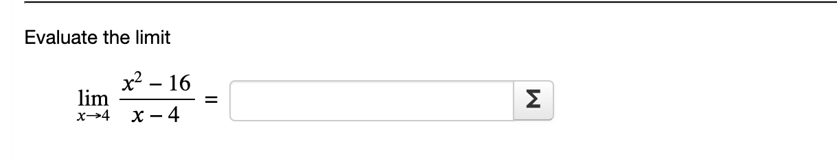 Solved Evaluate the limit limx→4x−4x2−16= | Chegg.com