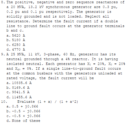 Solved 8. The positive, negative and zero sequence | Chegg.com