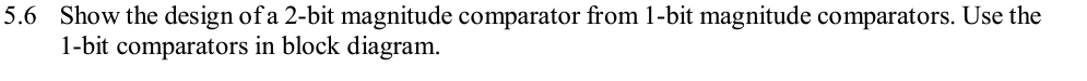 Solved 5.6 Show the design of a 2-bit magnitude comparator | Chegg.com