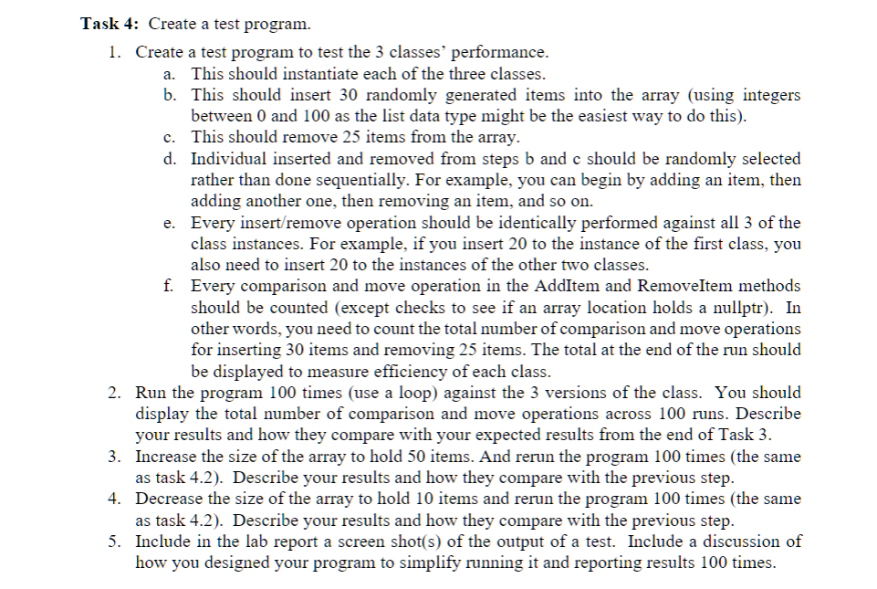 Solved Please complete task 4. I've provided the template | Chegg.com