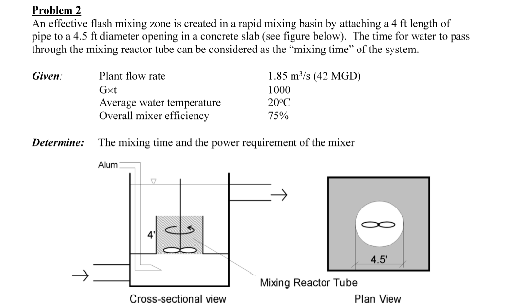 Solved Problem 2 An effective flash mixing zone is created | Chegg.com