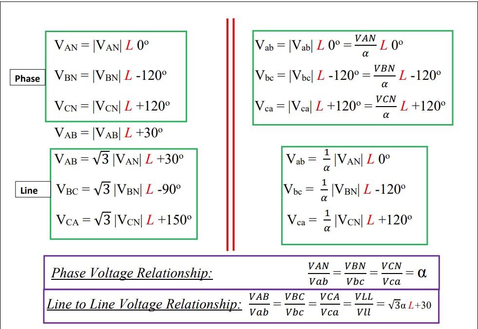 Solved What are the phase and line relationships of a | Chegg.com