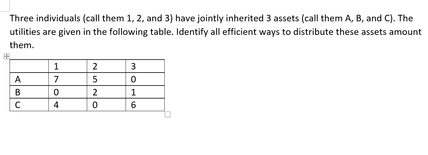 Solved Three individuals (call them 1, 2, and 3) have | Chegg.com